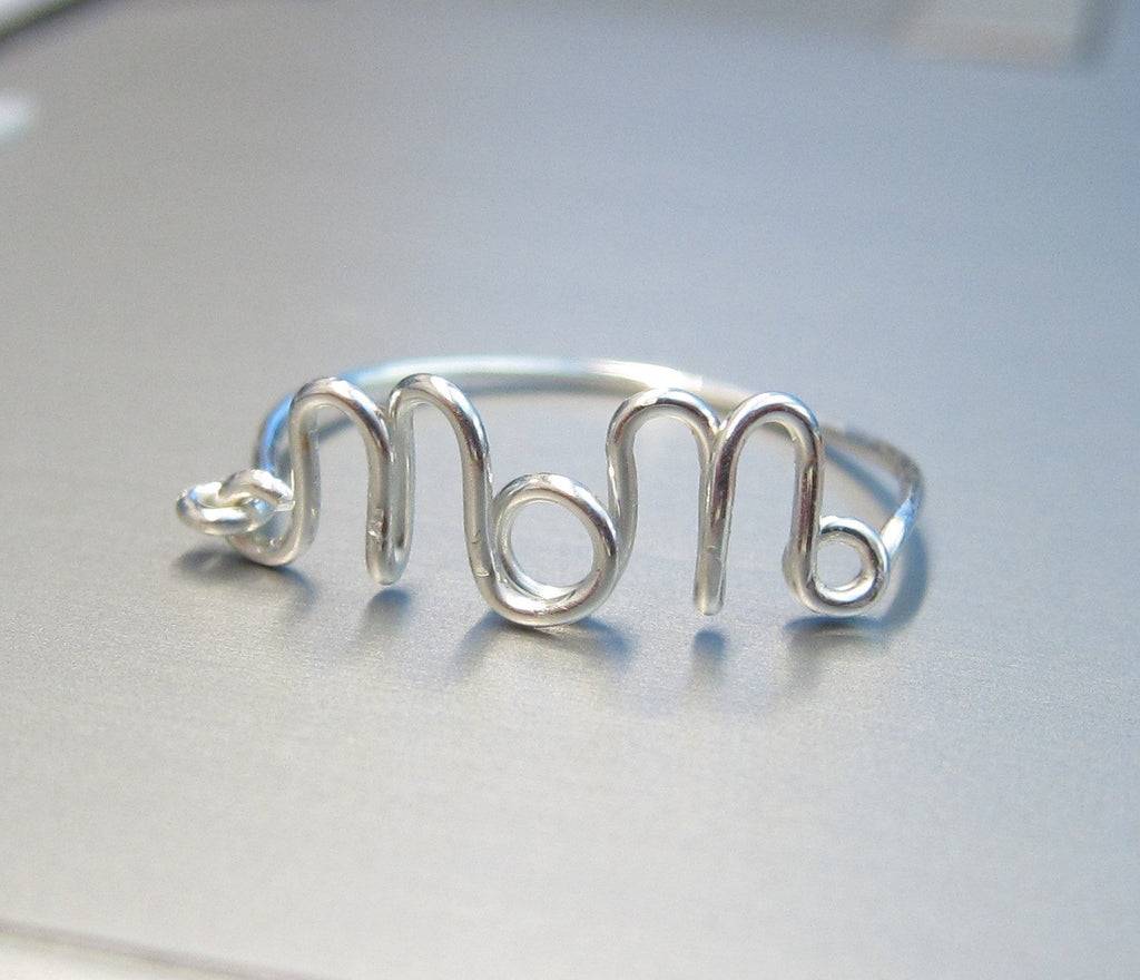 Dainty Wire Mom Ring-Sterling Silver – Purple Poem Craft